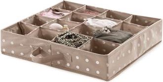 Compactor RAN4402 BR Schubladen-Organizer mit 16 Fächern, für Unterwäsche und Accessoires, Polypropylen-Vliesstoff, Braun/Weiß, Rivoli-Serie, 40 x 40 x Höhe 9 c