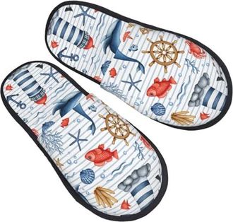 Generic Pantoufles Unisexes Aquarelle Nautique Chausson Hommes Doux Confort Pantoufles À La Maison, Pour Mariage, Hommes, Fête, M
