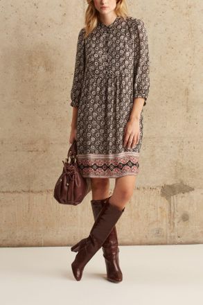 Gerard Darel Robe imprim&eacute;e &agrave; plastron - JENA - Noir