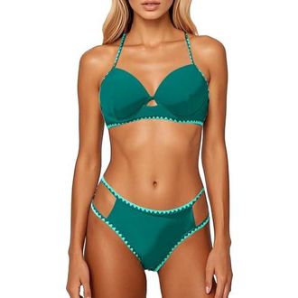 Generic Ensemble bikini pour femme - Taille haute - 2 pi&egrave;ces - Rembourr&eacute; - Push Up - Deux pi&egrave;ces - Maillot de bain pour piscine - Dos nu - V&ecirc;tements de vacanc