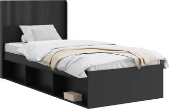 vidaXL Struttura Del Letto Con Stoccaggio E Testata Nero 90 X 190 Cm Vidaxl