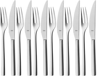 Silit Trend Steakbesteck Set 12-teilig, poliert, qualitatives Crominox: Edelstahl 18/10, geschmiedete Messer, Klingenstahl rostfrei mit Wellenschliff, robus