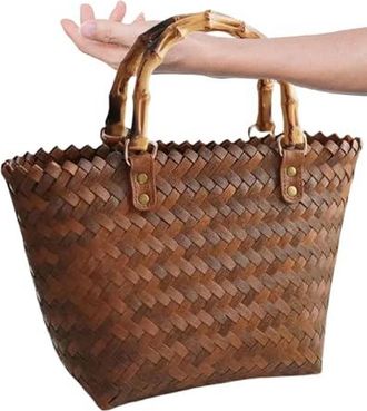 IFUNDOM Sac Paille Tiss&eacute; R&eacute;tro Grand Format Sac Cabas Femme Polyvalent R&eacute;sistant et Spacieux pour Pique- Shopping et Sorties Journali&egrave;res