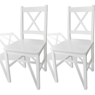vidaXL Vidaxl - Chaises &agrave; manger lot de 2 blanc bois de pin
