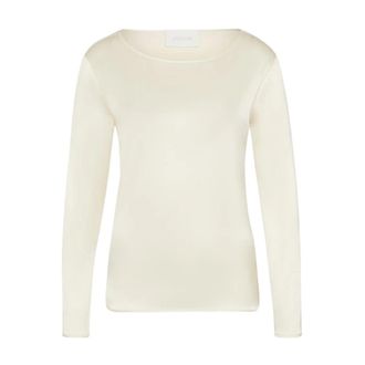 Juvia Rundhals Creme T-Shirt - - Tops - Damen - Beige - L