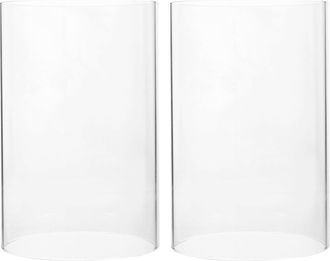 SOLUSTRE Glaskerzenhalter und Winddichte Glas Kerzenabdeckungen 2 St&uuml;ck Zylindrisch 10X15cm f&uuml;r Hochzeiten und Geburtstagsfeiern