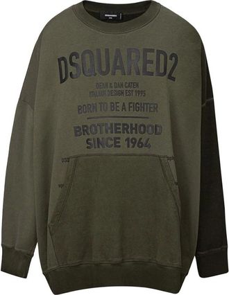 Dsquared2 Homme, Sweatshirts et sweats à capuche, Vert, Taille: 2XL Logo Oversized SweaT-shirt