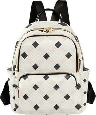Mnsruu Mini sac à dos pour femme - Noir et blanc - Motif écossais à carreaux F - Petit sac à dos tendance - Sac à dos décontracté, Multi892, S