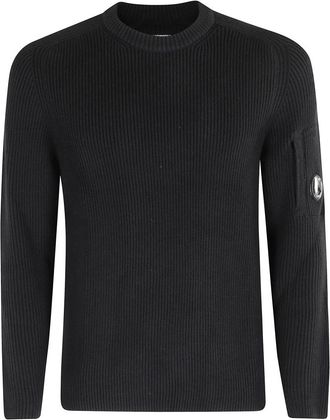 C.P. Company C.p. Company, Homme, Pulls, Noir, Taille: XL Pull Col Rond en Gaze Blanche