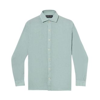 Brooks Brothers Homme, Chemises, Vert, Taille: 2XL Chemise en lin coupe ajust&eacute;e avec col italien