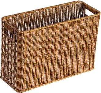 Baoblaze Rattan-&auml;hnlicher Zeitschriftenkorb Multifunktionaler Organizer-Korb-Aufbewahrung f&uuml;r das Aufenthaltsraum, Dunkelbraun