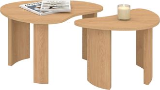 IDMarket Satz von 2 ausziehbaren Couchtischen Coline 70/50 Holz in Buchenoptik