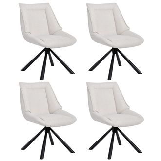 Duhome 4er Set Esszimmerstuhl, Chenille-Stoff, 180&deg; drehbar Automatische R&uuml;ckstellfunktion, als B&uuml;rostuhl, Schminktischstuhl, Lounge Stuhl, Creme-Wei&szlig;