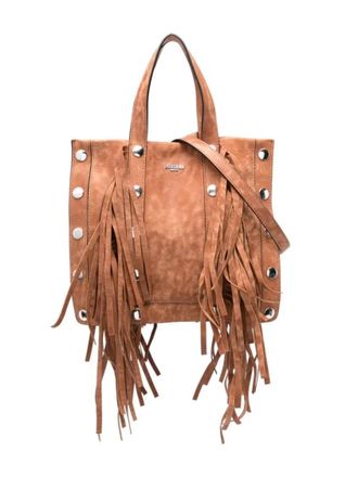 Moschino Hobo Bags - Fringe-Embellished Rectangular Brown Suede Bag - Gr. unisize - in Braun - f&uuml;r Damen