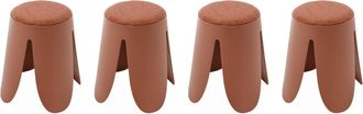Sweeek Alices Home 4er Set stapelbare Hocker, Terrakotta, Modern, Strukturierter Boucl&eacute;bezug, Tufted, &Oslash;30 / 44 x H 46 cm