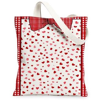 Generic Sacs fourre-tout en toile motif coeurs de Saint-Valentin, sacs d&eacute;picerie r&eacute;utilisables, l&eacute;gers et lavables avec bandouli&egrave;re en toile, Rouge, 13x15 Inc