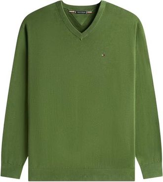 Tommy Hilfiger BT-Essential Cotton V Neck-B Mw0Mw43012 Pull-Over, Green (Mountain Pine), 4XL Grande Taille Homme