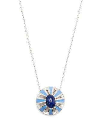 AS by Akanasha Sethi collier Turquoise Enamel and Lapis Button - Argent