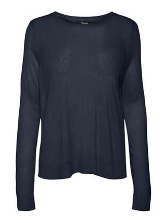 Vero Moda Vmnova Ls O-Neck Pullover GA Noos Pull-Over, Blazer Bleu Marine, S Femme