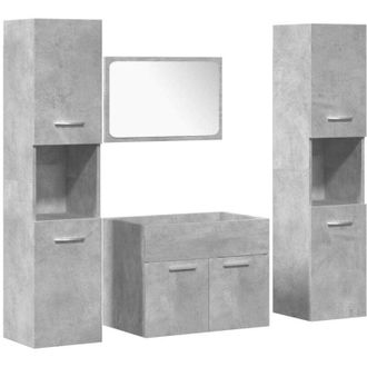 vidaXL Vidaxl - Ensemble de meubles de salle de bain 4 pcs - Armoire de rangement gris b&eacute;ton - Bois ding&eacute;nierie - Dimensions 60x38,5x46 cm et 30x30x130 cm