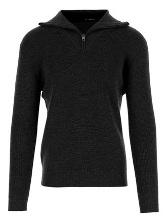 Tagliatore pull côtelé à col zippé - Noir