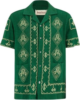 Baziszt Baziszt, Homme, Chemises, Vert, Taille: S Chemise Mexicaine Broderie