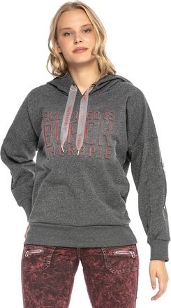 Cipo & Baxx Damen Kapuzensweatshirt WL246 Anthrazit - Stylischer Hoodie mit Kapuze & K&auml;ngurutasche - Bequemer Pullover f&uuml;r Freizeit, Alltag & Streetwear - WL246 A