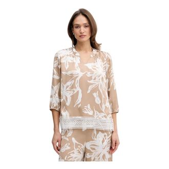 Joseph Ribkoff Satin Floral Print Straight Top - - Blouses & Shirts - Damen - Beige - XL