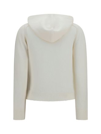 Burberry Womens Wool Hooded Cardigan Ecru Sweater
