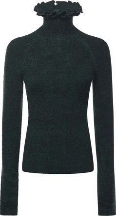 Alaia Pull Col Roul&eacute; - Vert Fonc&eacute;