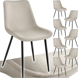 TecTake TecTake Lot de 8 Chaises de Salle &agrave; Manger Rembourr&eacute;es Ergonomiques Velours Fauteuil Salon Scandinave Pieds en M&eacute;tal Noir pour Chambre, Salon, Bureau,