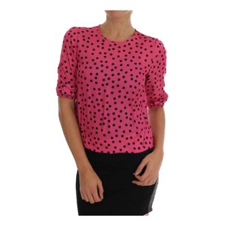 Dolce & Gabbana Rosa gepunktete Seidenbluse - - Blouses & Shirts - Damen - Rosa - 2XS