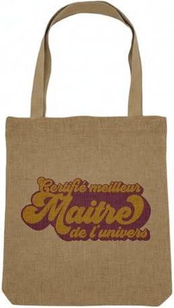 Fabulous Sac Shopping Tote Bag Aspect Lin - Certifi&eacute; meilleur Maitre de lunivers Enseignant Ecole Primaire - Sac de Courses Toile Epaisse 360g Beige Naturel Ca