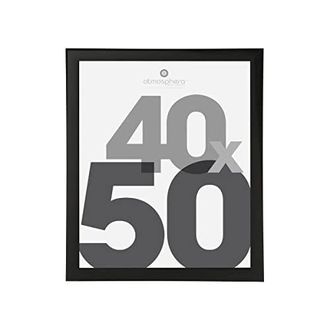 Atmosphera Atmosphera - Cadre Photo Lise Noir 40x50 cm - Avec Passe-Partout, Accrochage Mural Vertical et Horizontal - Pour Salon, Chambre, Bureau