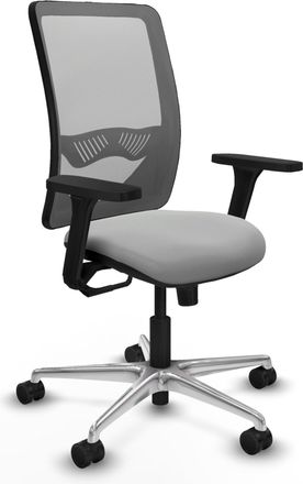 Piqueras y Crespo Hellgrauer Stuhl Zulema mit 3D-Armlehnen, h&ouml;henverstellbare Lendenwirbelst&uuml;tze. Ausgestattet mit 3 Positionen und Schneidschaum. Mit Rollen von 65 mm 