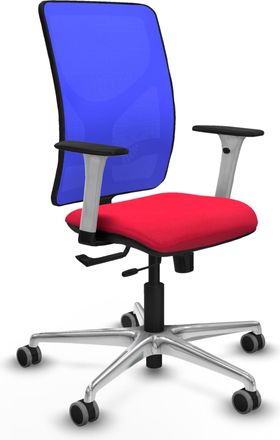 Piqueras y Crespo B&uuml;rostuhl mit Armlehnen in Wei&szlig; und Schwarz, h&ouml;henverstellbare Lendenwirbelst&uuml;tze, ausgestattet mit Syncro/Traslack und Schneideschaum, Blau/Rot