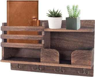 Generic Holz DIEDE WANDBARP - Vintage Lagerregal mit Haken, montierter Organizer für kleine Gegenstände | Retro Holzkiste für Wohnzimmer, Küche, Waschraum Wan