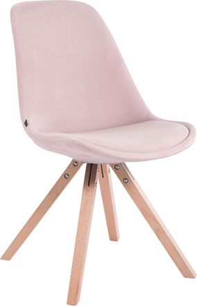 Clp Retrostuhl Toulouse Samt Square Mit Hochwertigem Sitzpolster I Lehnstuhl Mit Stabilem Holzgestell I Sitzh&ouml;he 48 cm, Farbe:pink, Gestell Farbe:Natur