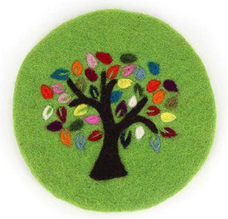 Mitienda Topfuntersetzer Baum des Lebens gr&uuml;n, Untersetzer aus Filz, Platzdeckchen
