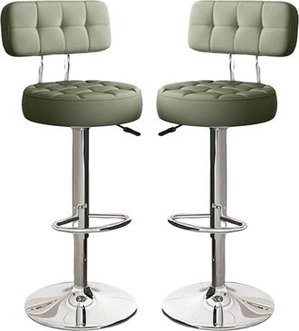 Generic Drehbare, H&ouml;henverstellbare Barhocker (2Er-Set), Gepolstert mit Pu-Leder und R&uuml;ckenlehne, Stabile Metallbeine, 60-80 cm Hoch, Ideal f&uuml;r K&uuml;cheninseln u