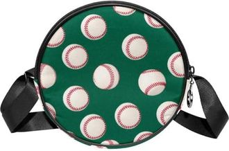 Generic Petit sac &agrave; bandouli&egrave;re Circle pour femme, sac de sport et de baseball avec fermeture &eacute;clair, bretelles r&eacute;glables, sac &agrave; main rond d&eacute;contract&eacute; pour fe