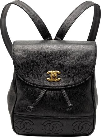 Chanel Rucks&auml;cke - Caviar Triple CC Backpack - Gr. unisize - in Schwarz - f&uuml;r Damen