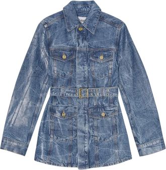 Ganni Jeansjacke mit Gürtel - Blau