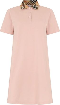 Burberry Femme, Robes, Rose, Taille: 36 FR Check Collar Cotton Polo Dress