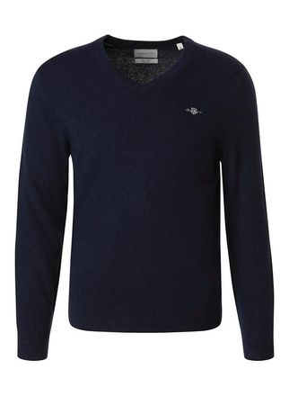 GANT Herren Pullover blau Lammwolle unifarben