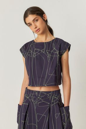 SKFK Damen vegan Bluse Jana Marineblau