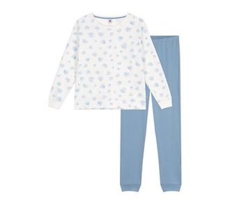 Petit Bateau Pyjama Femme en Coton bi-mati&egrave;re imprim&eacute; coeurs