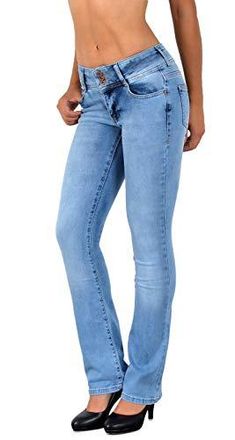 ESRA Jean Bootcut Femme Taille Basse Pantalon &Eacute;vas&eacute; Jusquaux Grandes Tailles B600