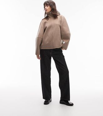 & Other Stories Woll-Bomberjacke in Mokkabraun mit Trichterkragen-Brown