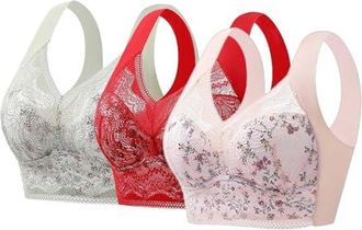 Generic Dentelle forte force de soutien pour femme, bretelles r&eacute;glables, couverture compl&egrave;te, soutien-gorge confortable sans armature, soutien-gorge sans arma